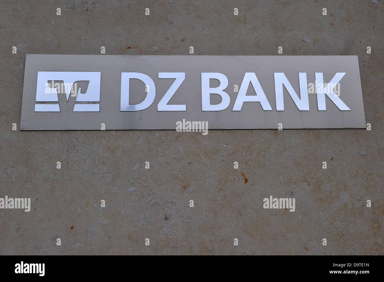 The logo of the DZ Bank is pictured at a wall at Pariser Platz in ...