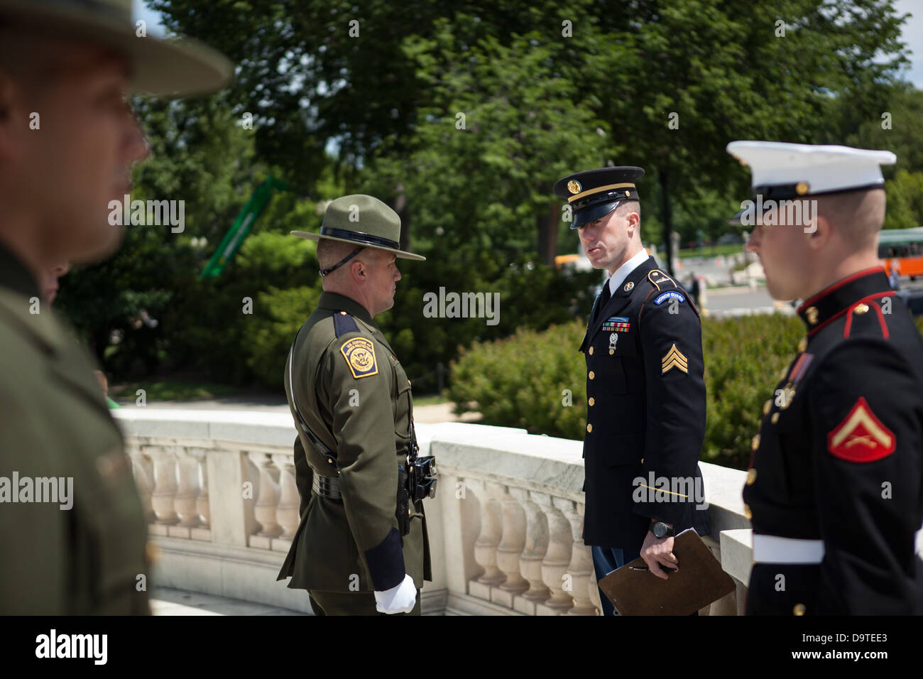 This image showcases the BP Drill Team performing their duties related ...