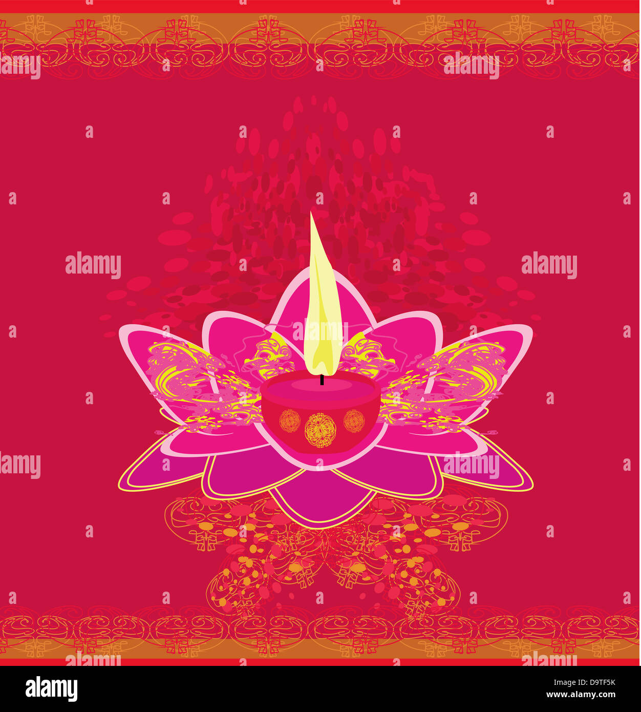 Lotus Oil Lamp - vector illustration Stock Photo - Alamy