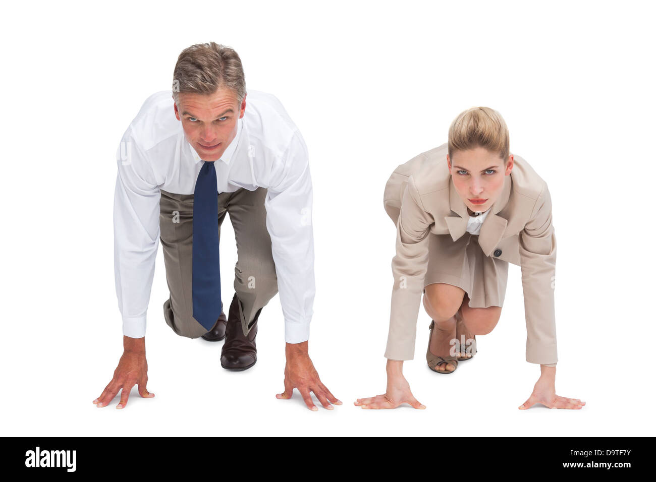 Business people ready on starting line Stock Photo - Alamy