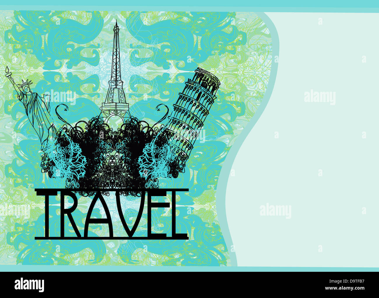 travel design element with different monuments Stock Photo - Alamy