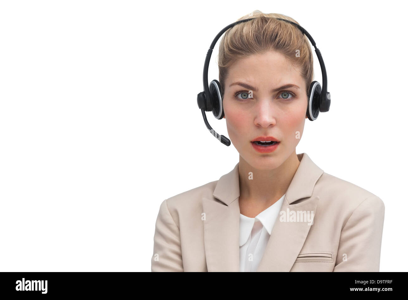 Surprised call center agent Stock Photo - Alamy