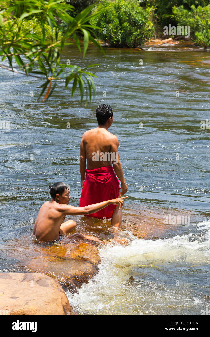Local People taking a Bath in the River at the Teuk Chhou Rapids in the ...