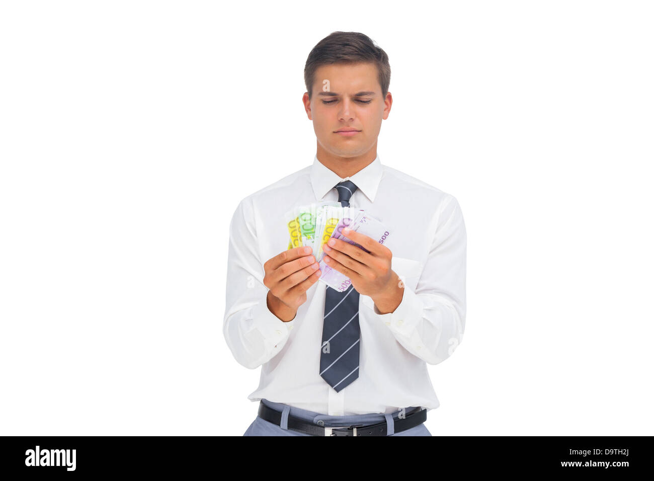 Caucasian man counting money hi-res stock photography and images - Alamy