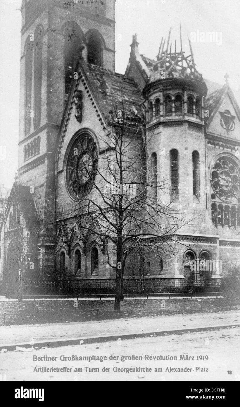 German Revolution 1918/1919: View of the partially destroyed St. Georg ...