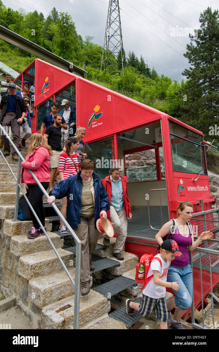 Switzerland, Canton Ticino, Ritom-Priora, cable car rope Stock Photo ...