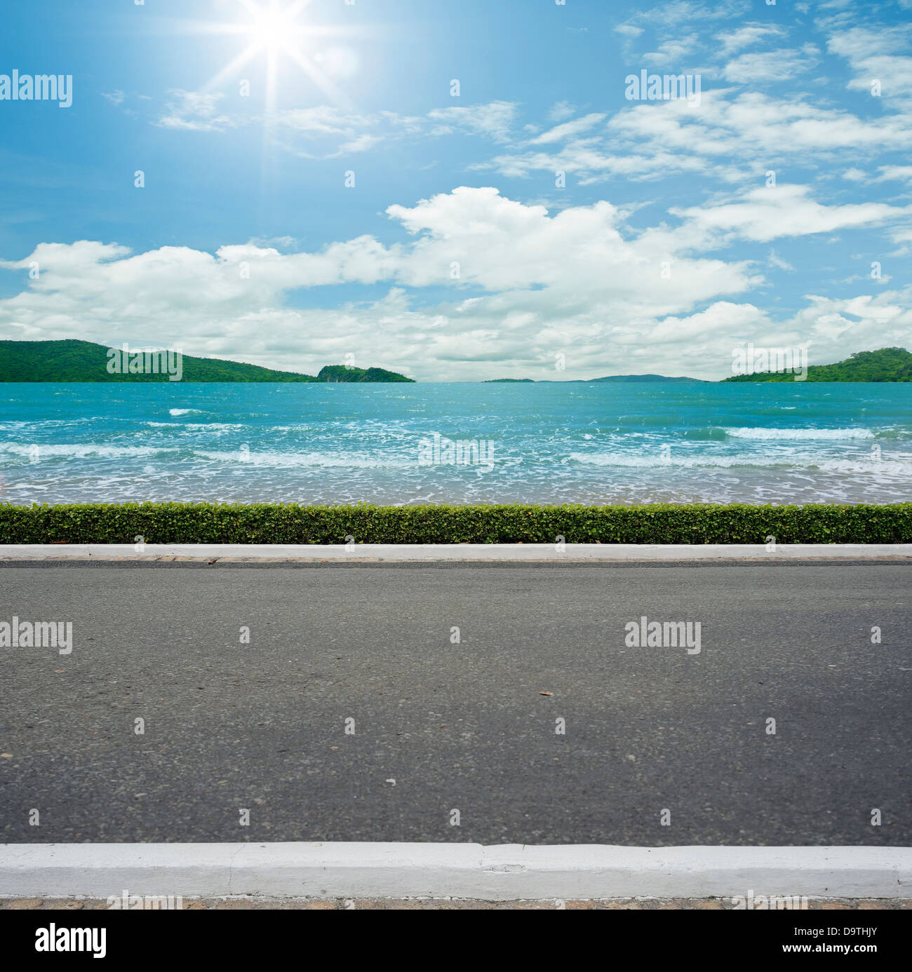 Road side beach view background Stock Photo - Alamy