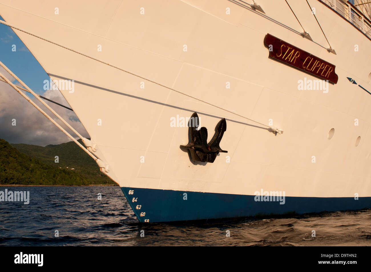 Caribbean, Dominica, Star Clipper sailing cruise ship on sea Stock ...