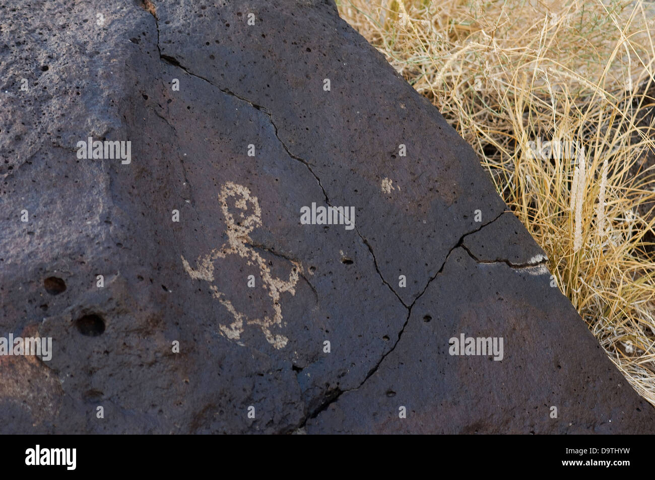 Native American petroglyph on basalt, Petroglyph State Park, New Mexico ...