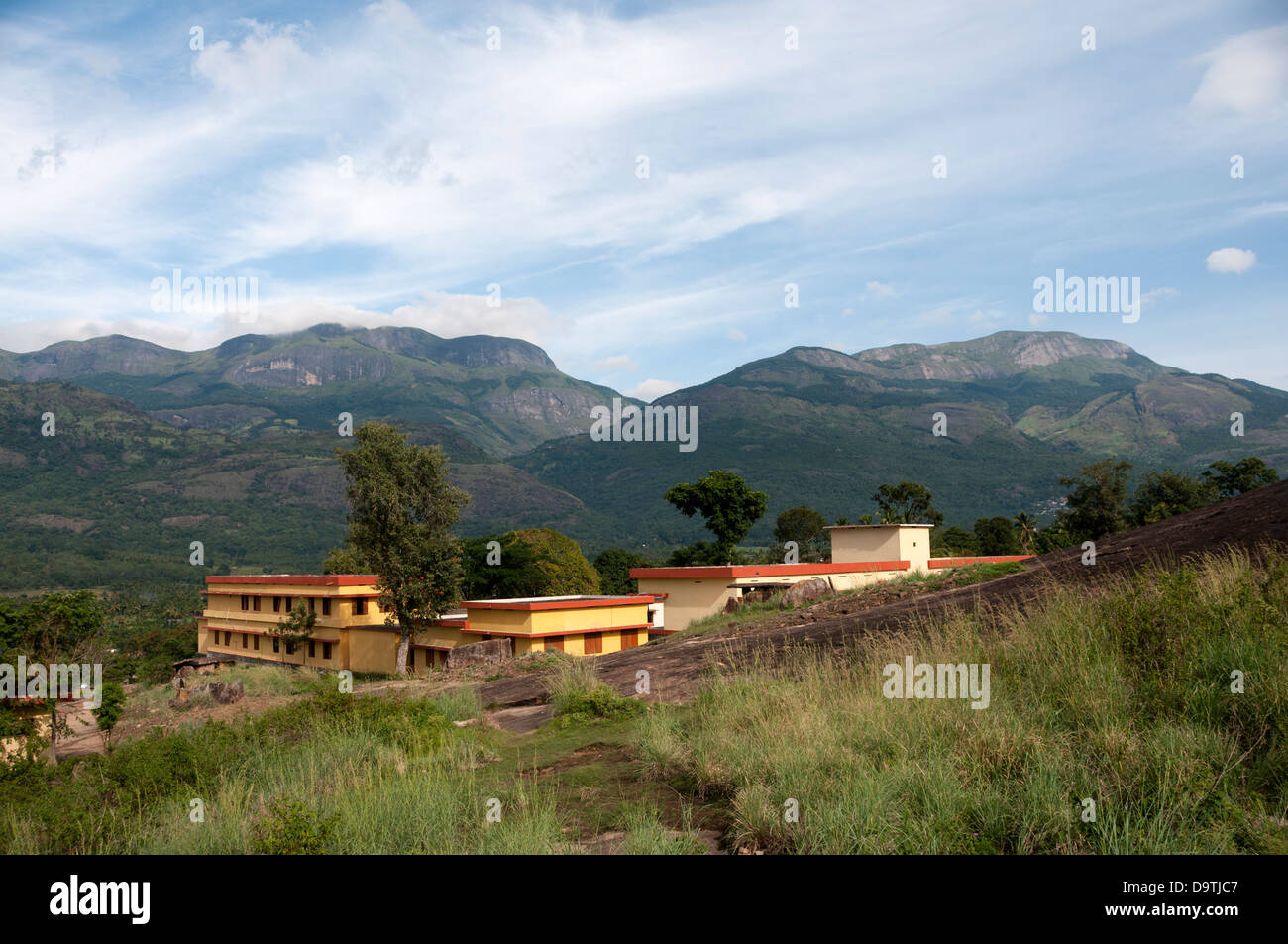 Rural village school building on hillside, India Stock Photo - Alamy