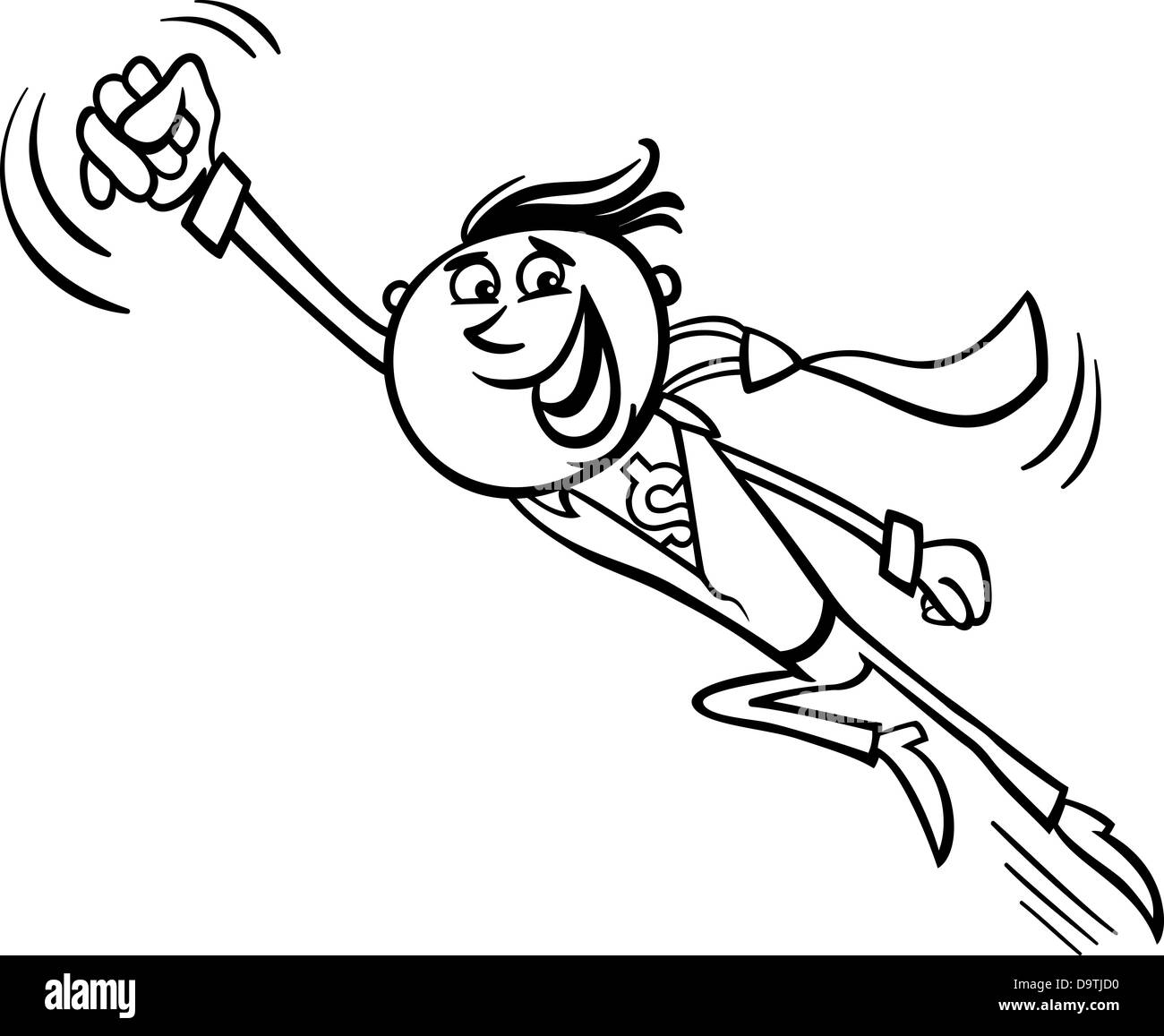 Black and White Concept Cartoon Illustration of Happy Man or ...