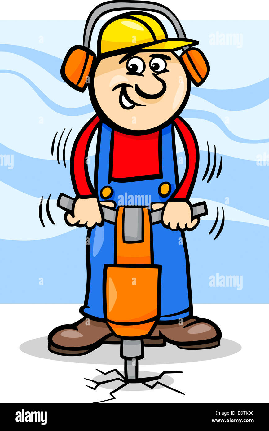 Cartoon illustration man workman pneumatic hi-res stock photography and ...