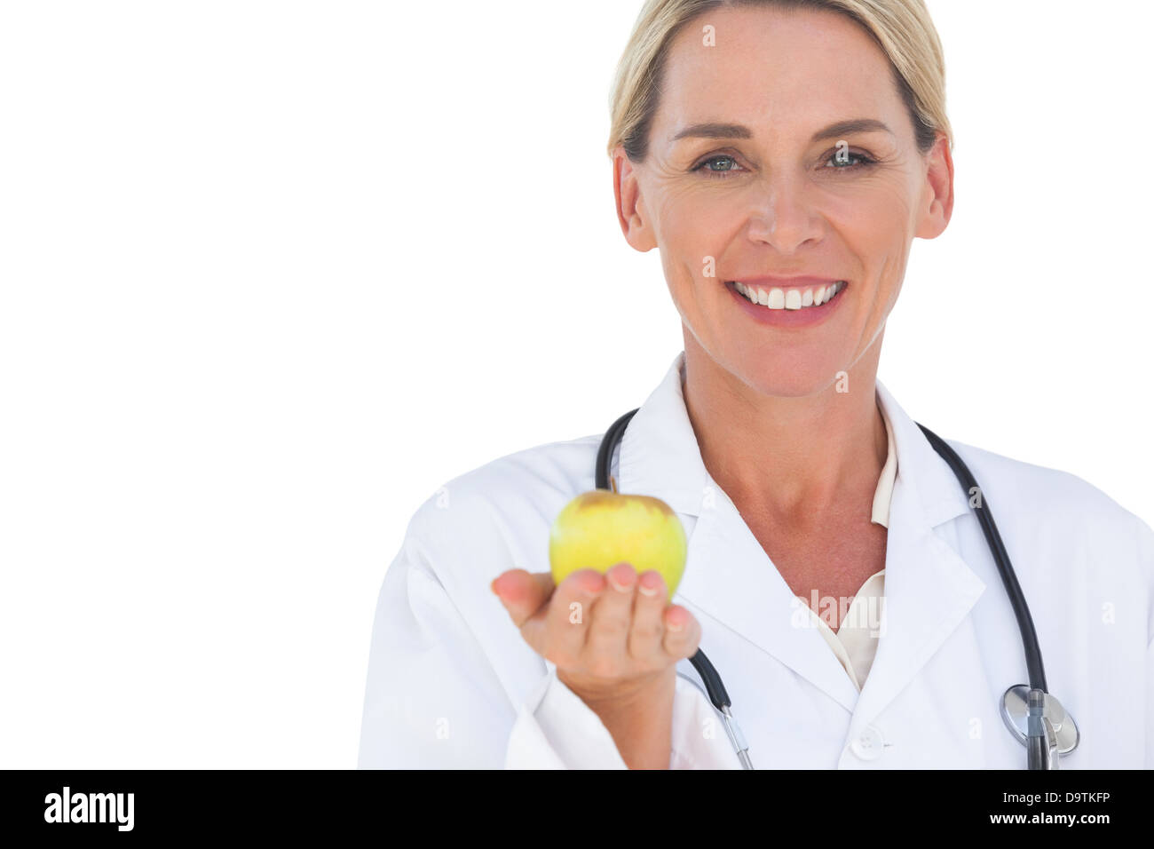 Portrait happy blonde female doctor hi-res stock photography and images ...