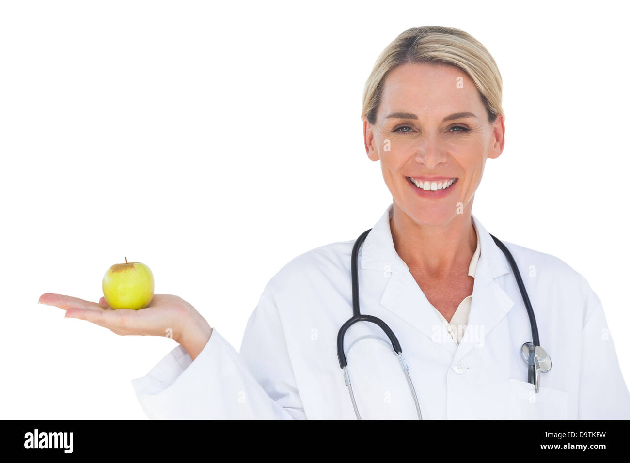 Doctor woman showing apple hi-res stock photography and images - Alamy