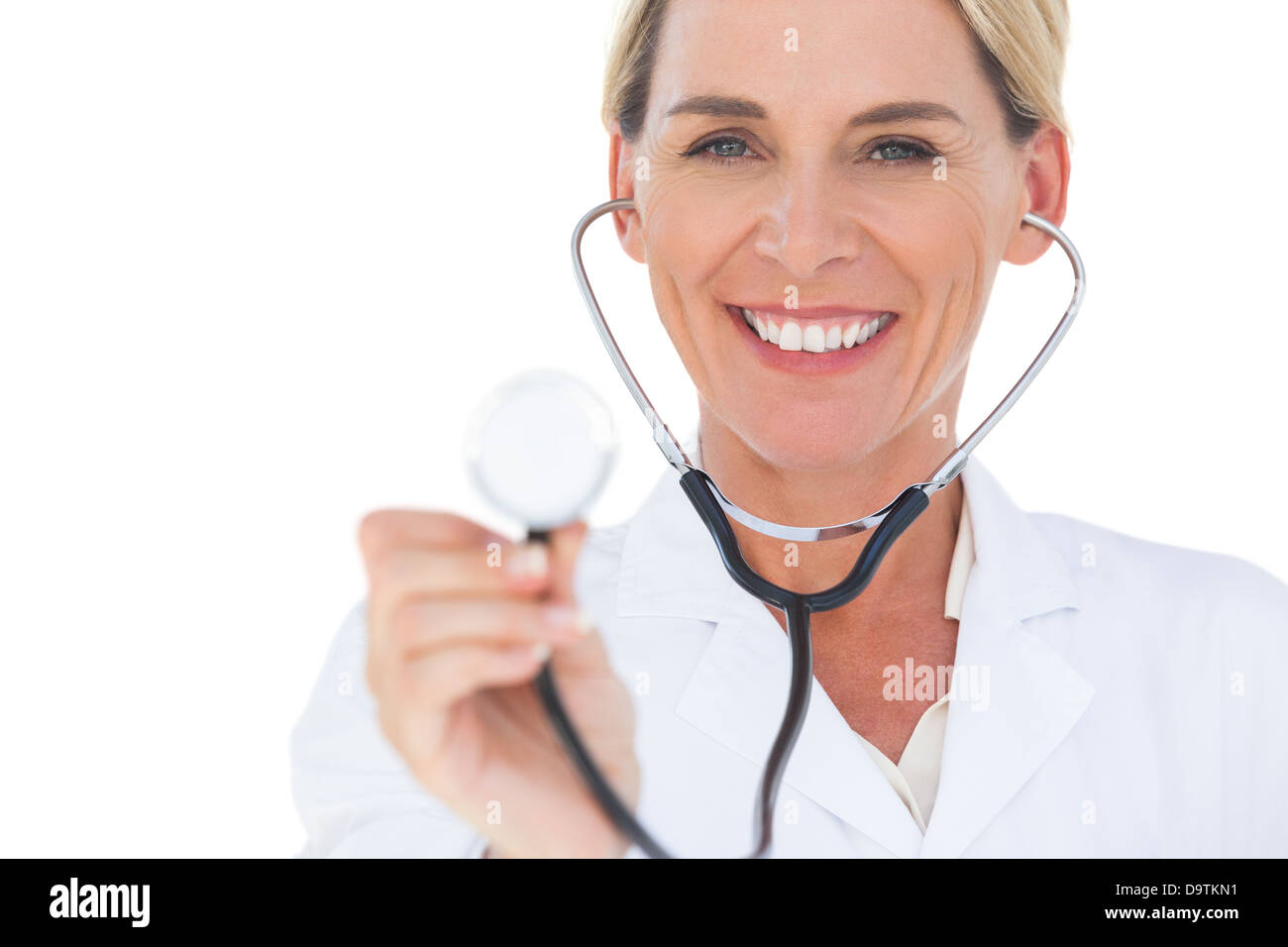 Happy doctor with stethoscope Stock Photo - Alamy