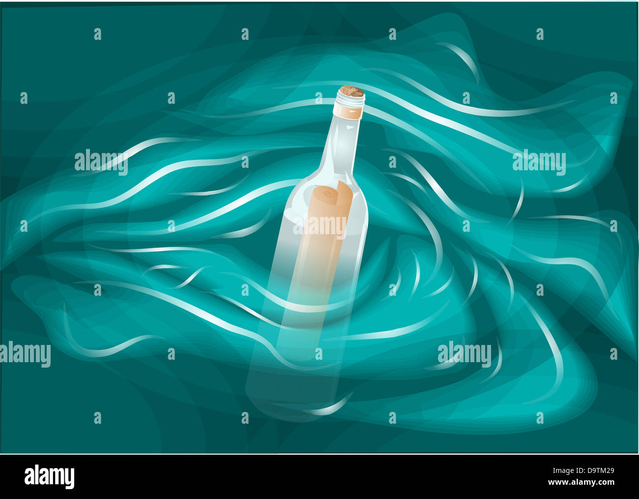 bottle with a note in the sea Stock Photo - Alamy