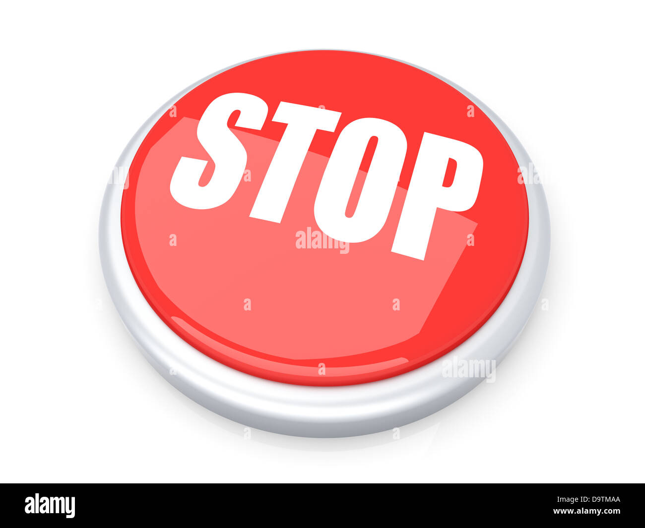 Stop button. 3D rendered illustration. Isolated on white Stock Photo ...