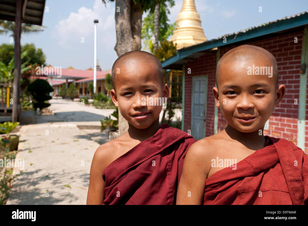 Happy smiling portrait of cheeky young boy monks Myanmar (Burma Stock ...