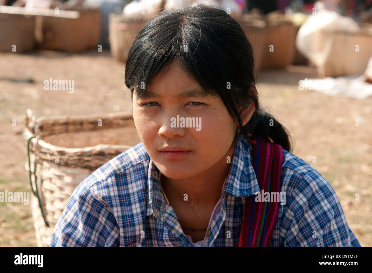 Pretty Burmese girl looking at camera in a market Myanmar (Burma Stock ...