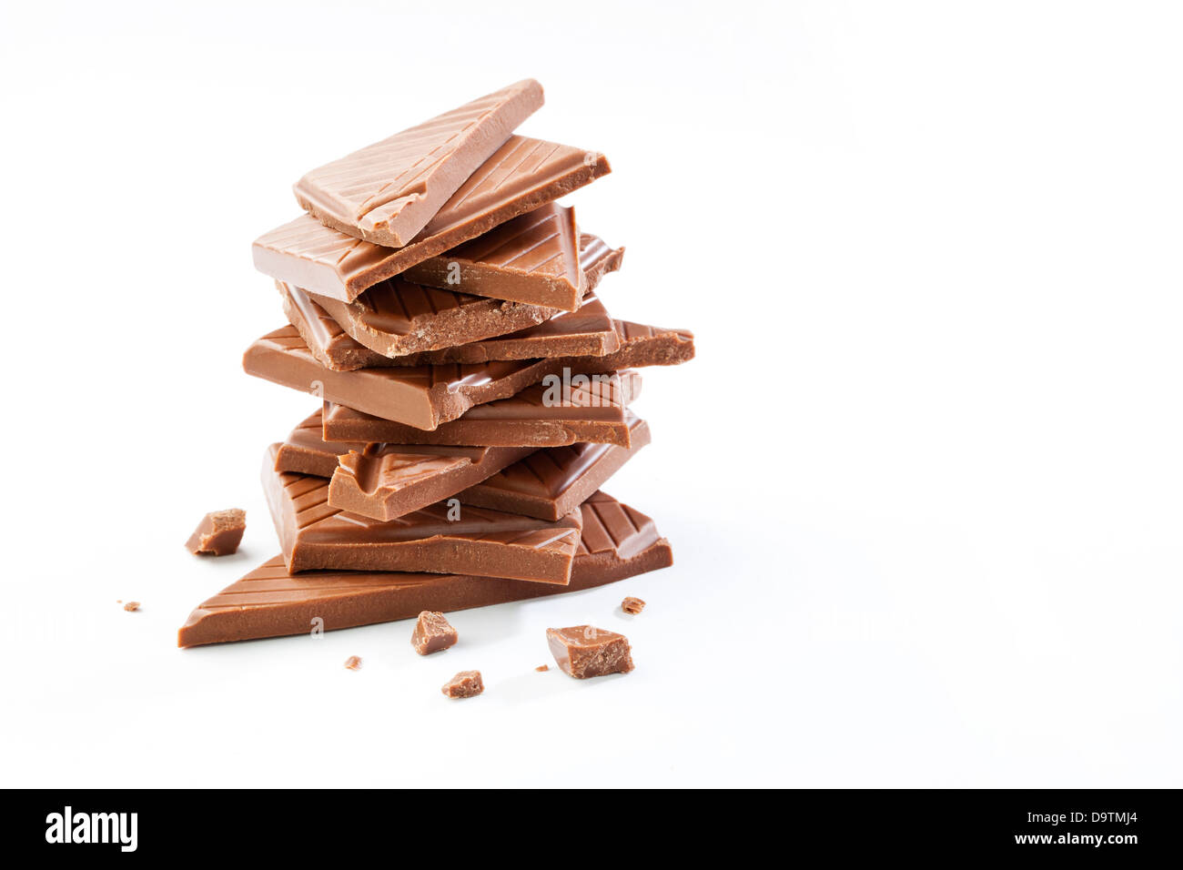 Stack of chocolate on white background Stock Photo - Alamy