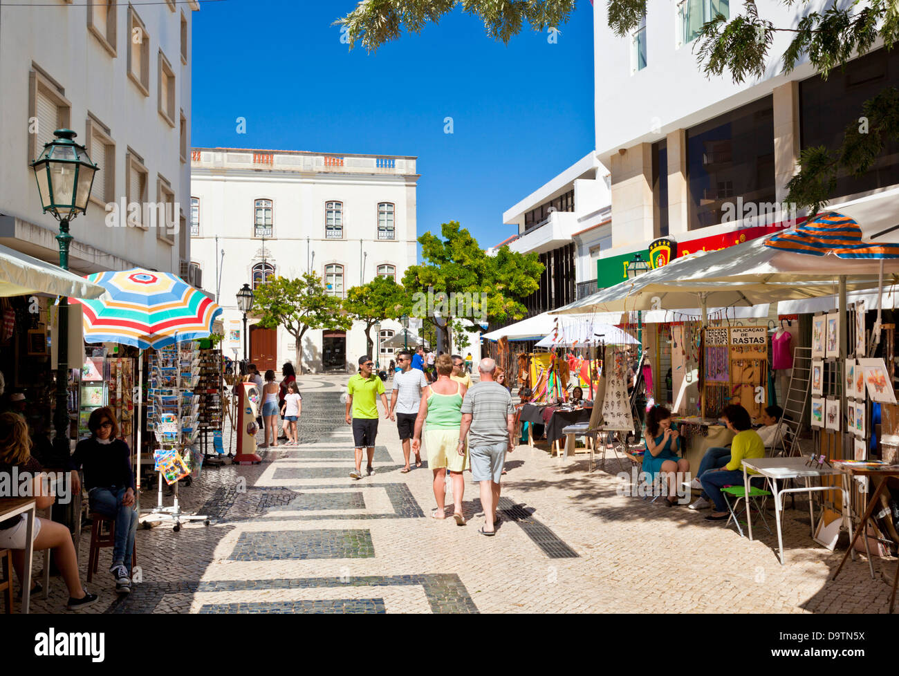 Tourists and Craft Market Stalls Rua Garrett Lagos Algarve Portugal EU ...