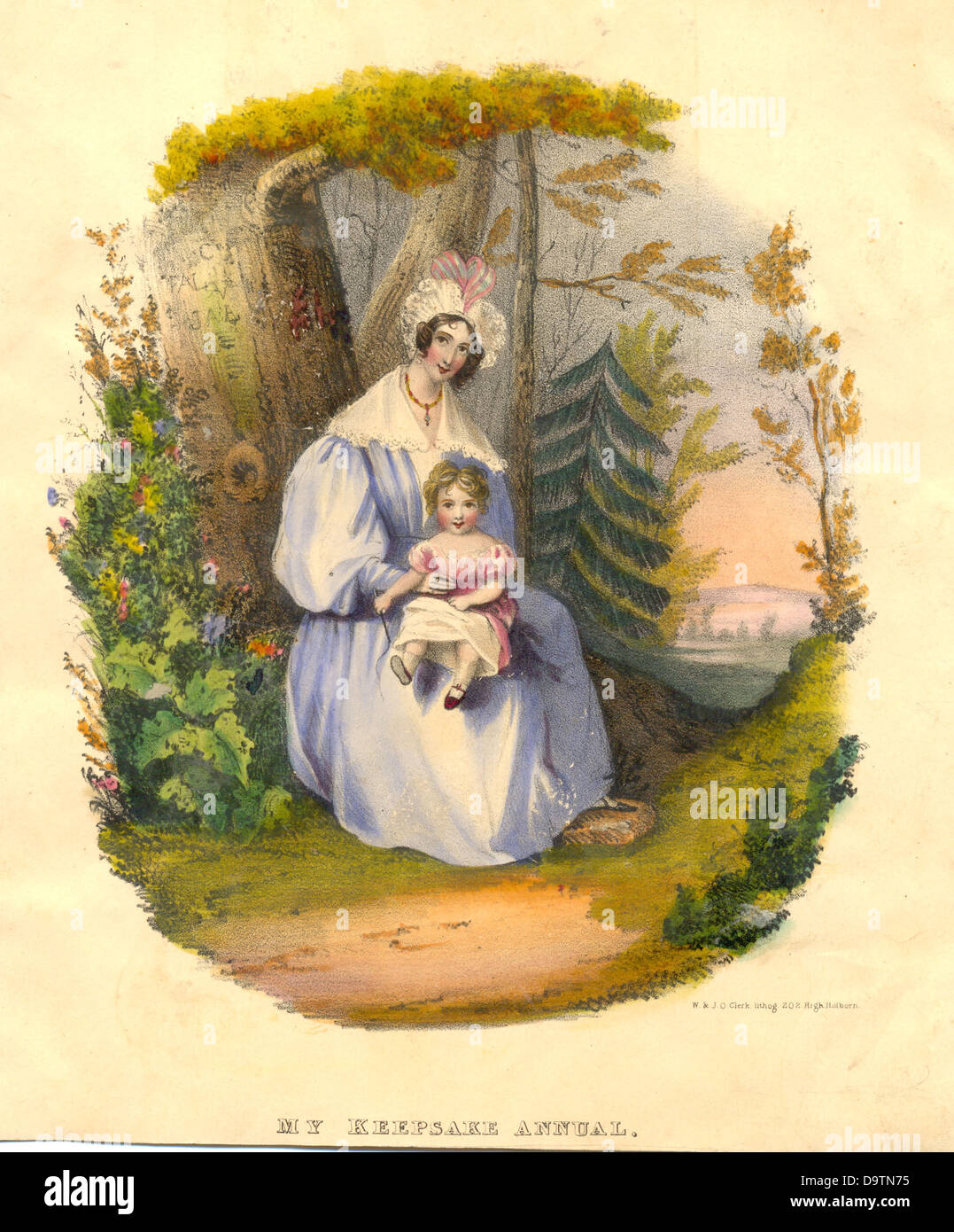 Hand coloured lithograph of Keepsake Annual frontispiece Stock Photo ...