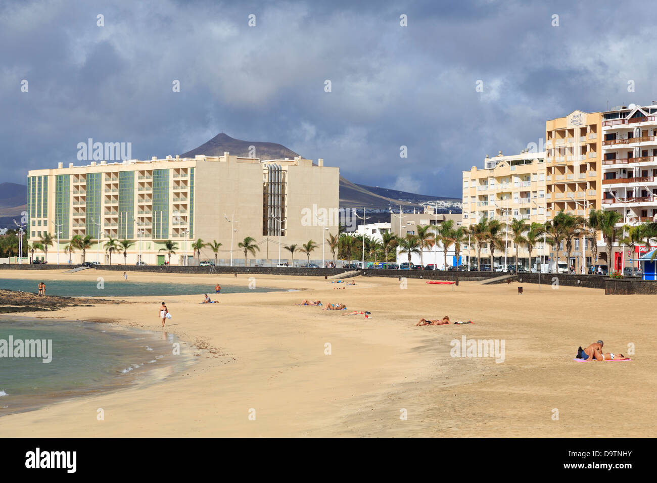 Spain, Canary islands, Lanzarote island, Arrecife, Reducto Beach Stock ...