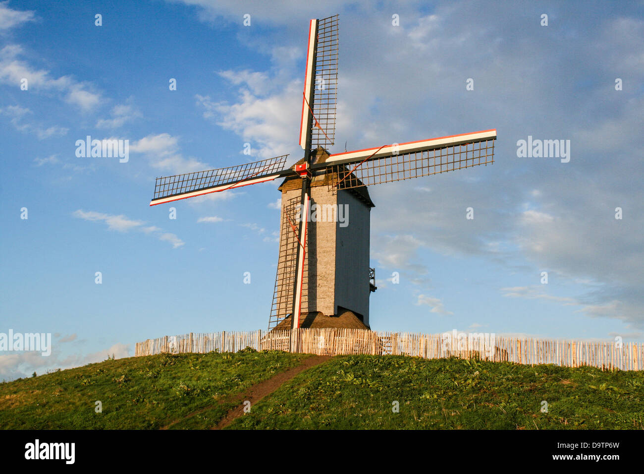 Still working wooden windmill in flanders Stock Photo - Alamy