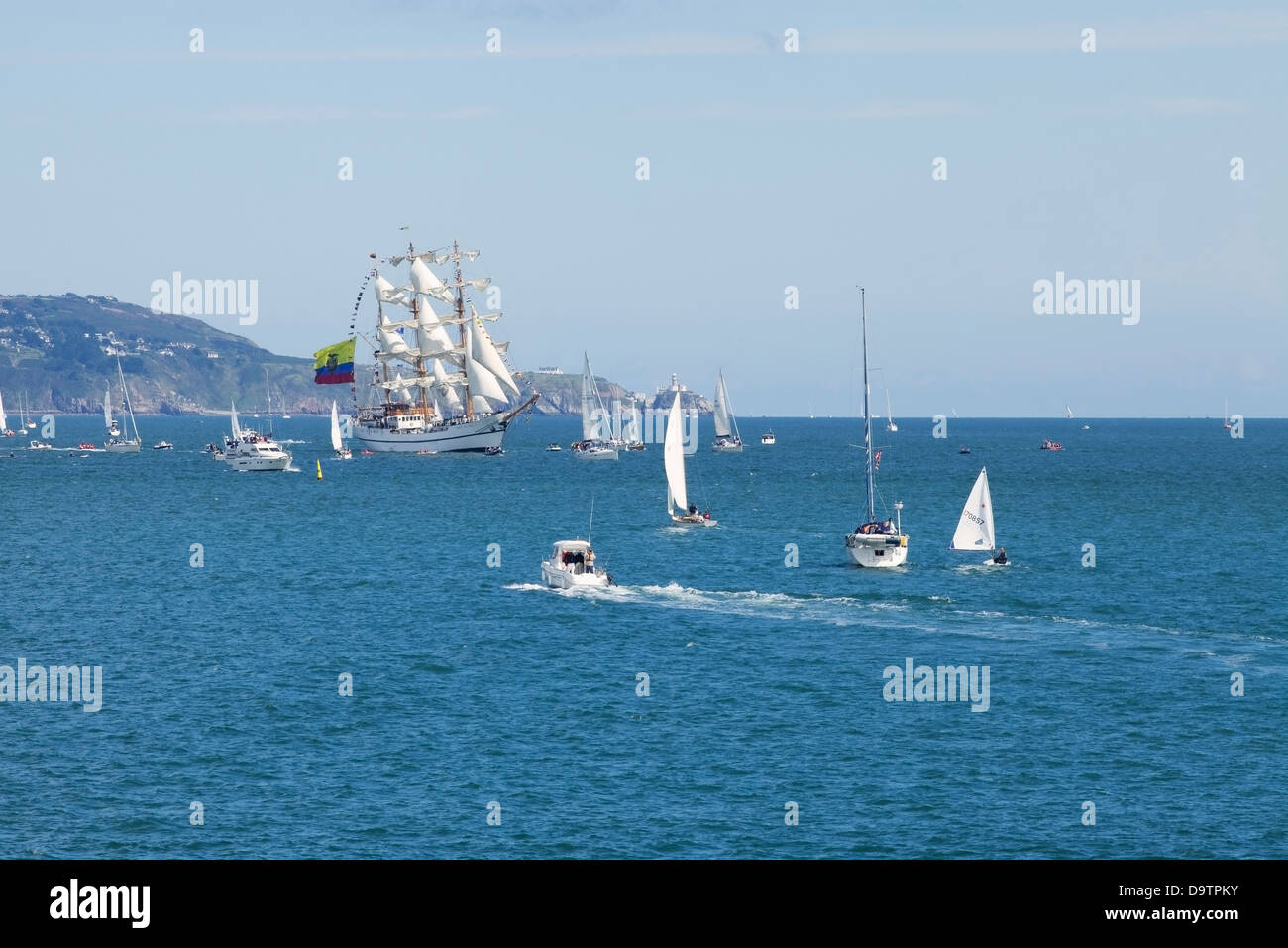 Many boats in a busy harbour from dun laoghaire;Howth county dublin ...