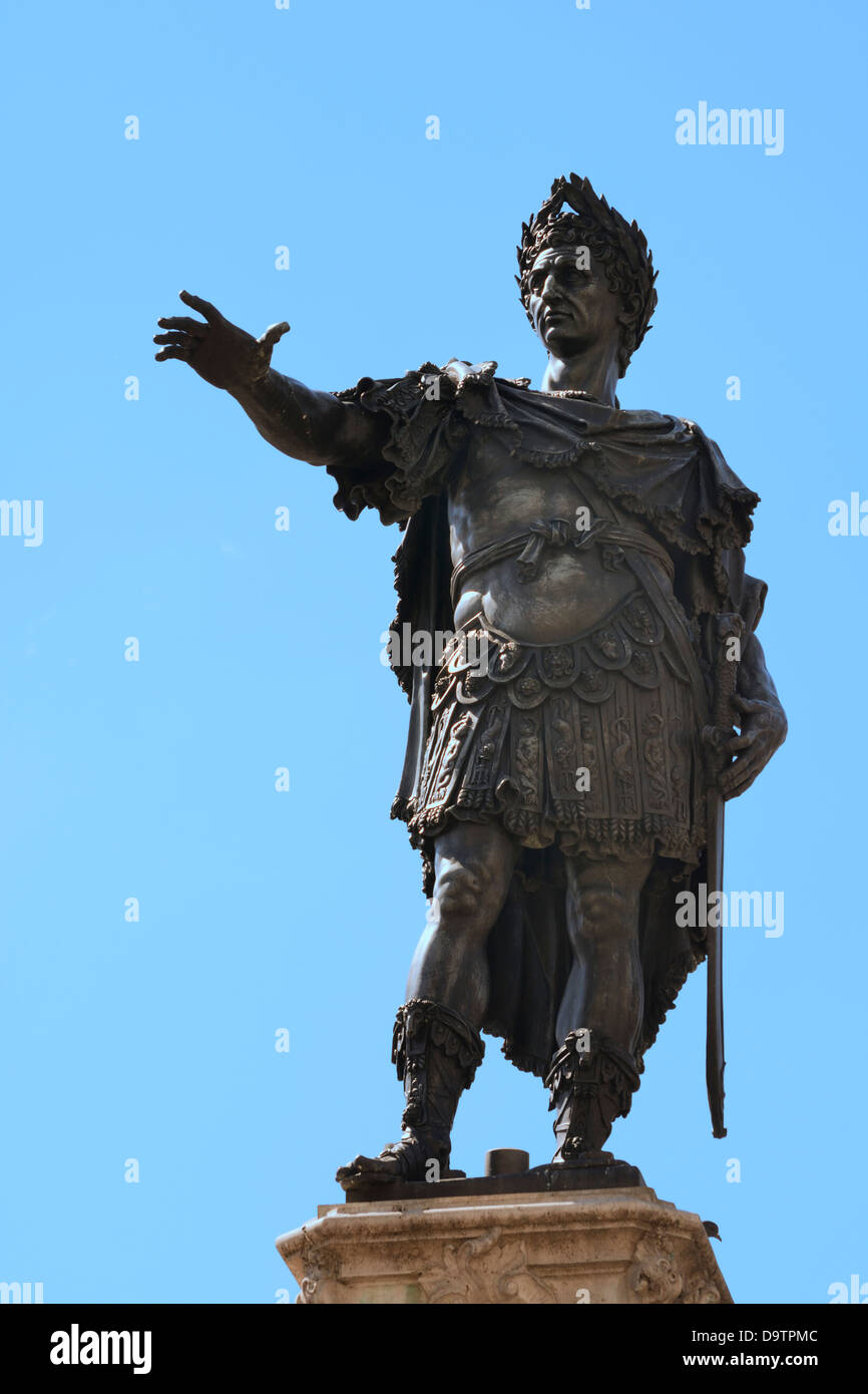 Sculpture of Augustus in Augsburg at the Augustus fountain, built 1594 ...