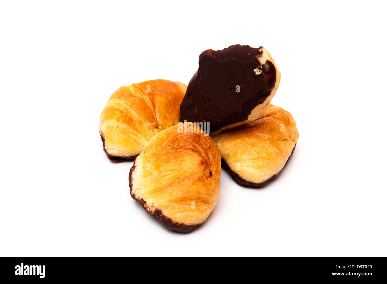 chocolate croissants on white background Stock Photo - Alamy