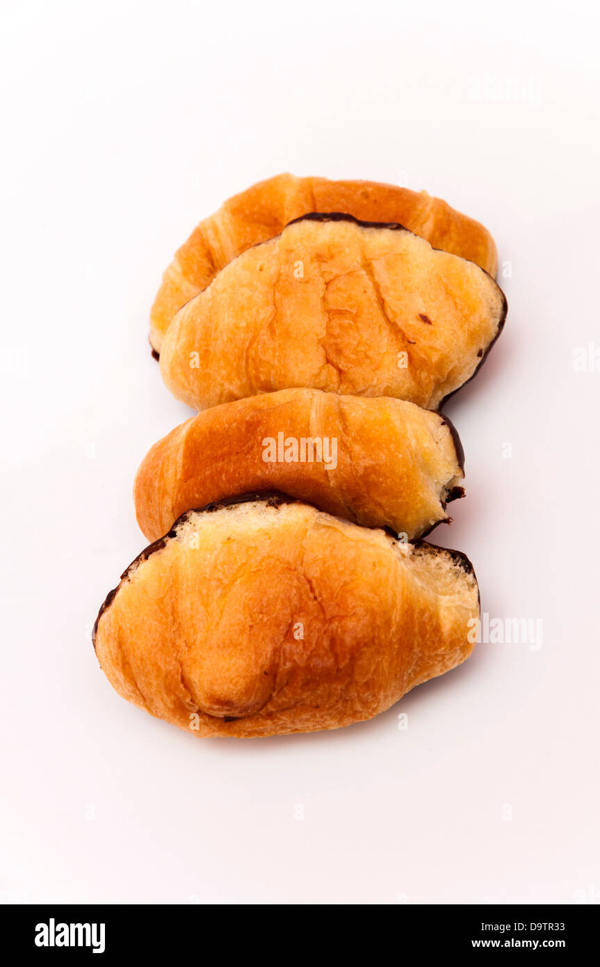 chocolate croissants on white background Stock Photo - Alamy