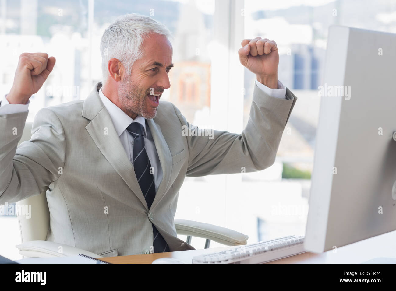 Businessman cheering hi-res stock photography and images - Alamy