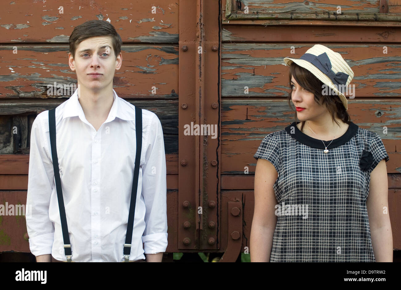 Retro hip hipster romantic love couple funny face vintage industrial ...