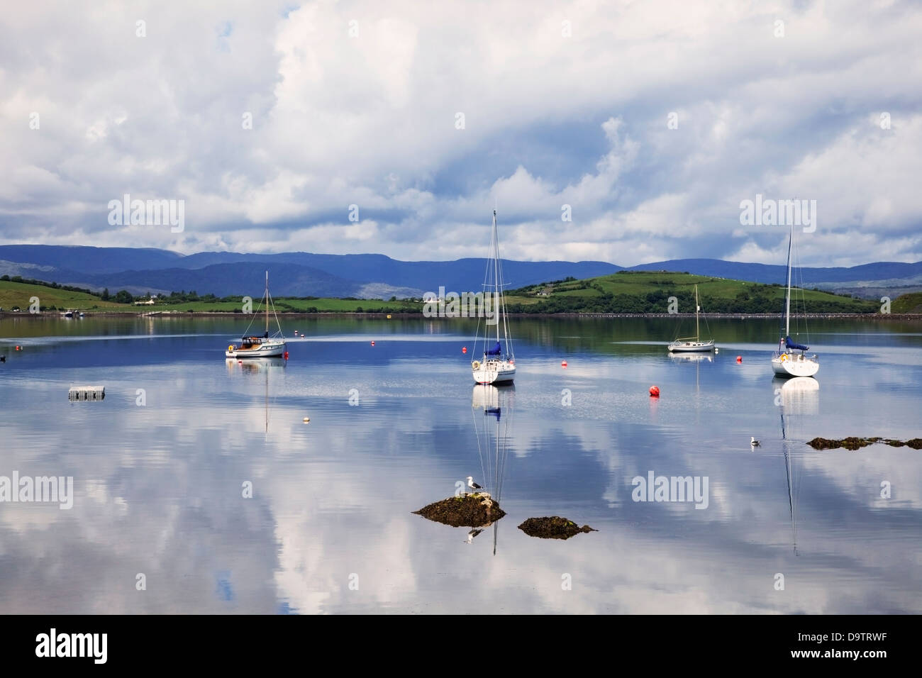 Boats mooring in the harbour of bantry bay;Bantry county cork ireland ...