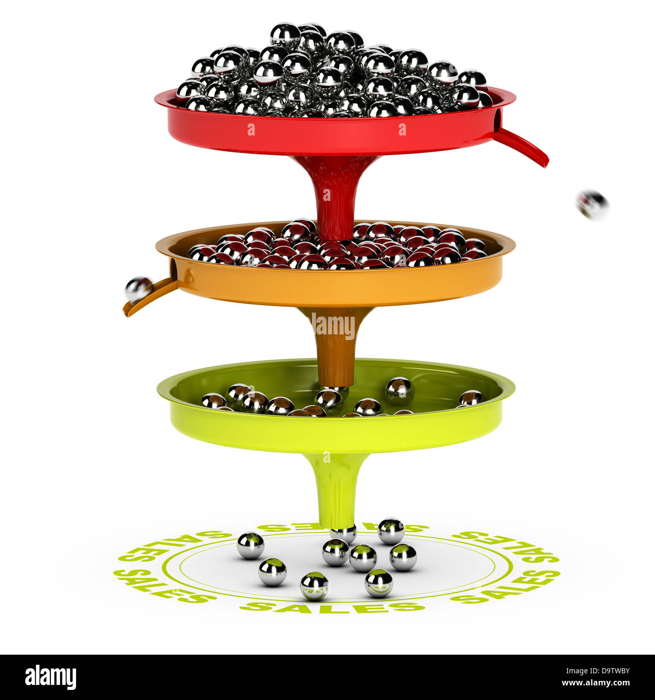 illustration of a sales or conversion funnel, 3D render image Stock ...