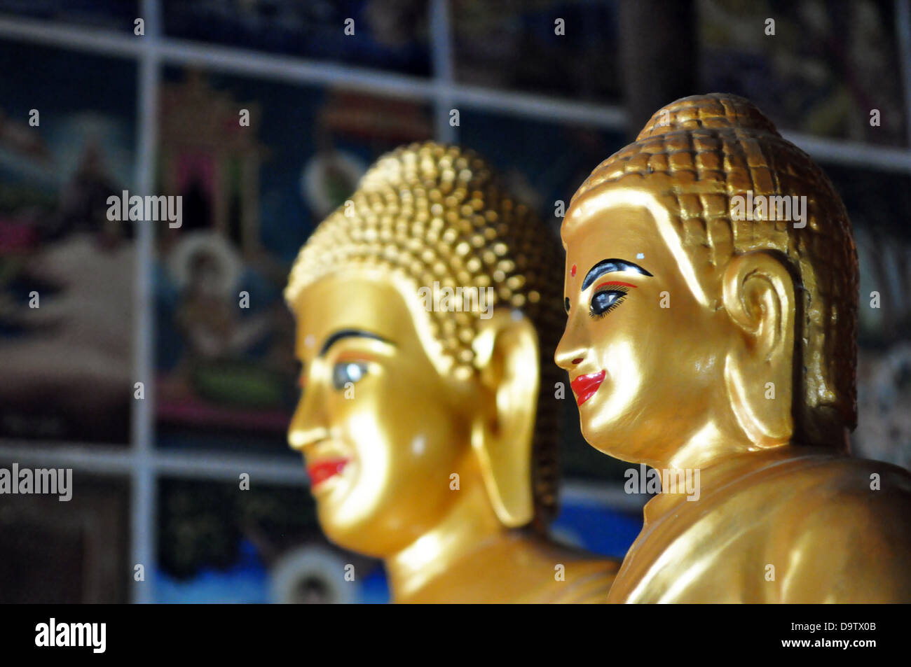 Buddha gold statues in a temple, Cambodia Stock Photo - Alamy