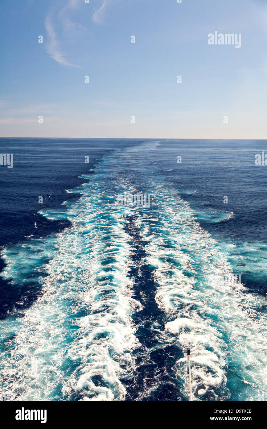 Seascape with sailing trail Stock Photo - Alamy