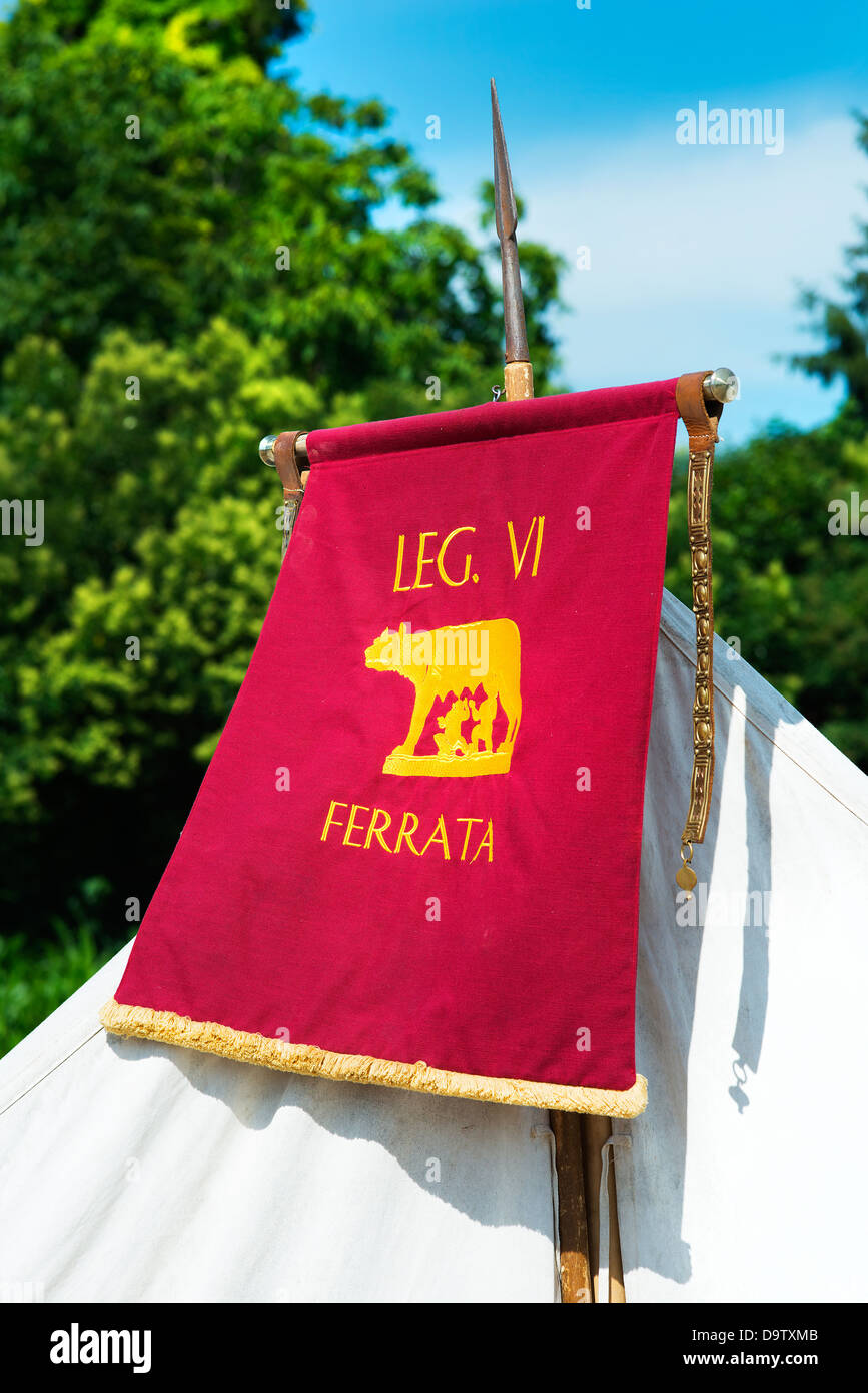 historical representation in costume of the Roman era in Aquileia Stock ...