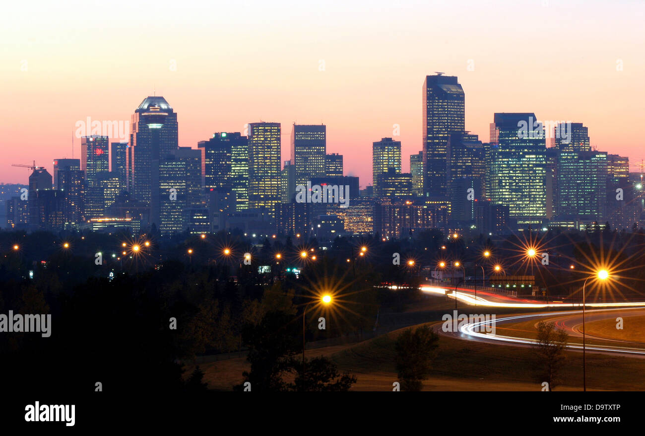 Canada, Alberta, Calgary, City at sunset Stock Photo - Alamy