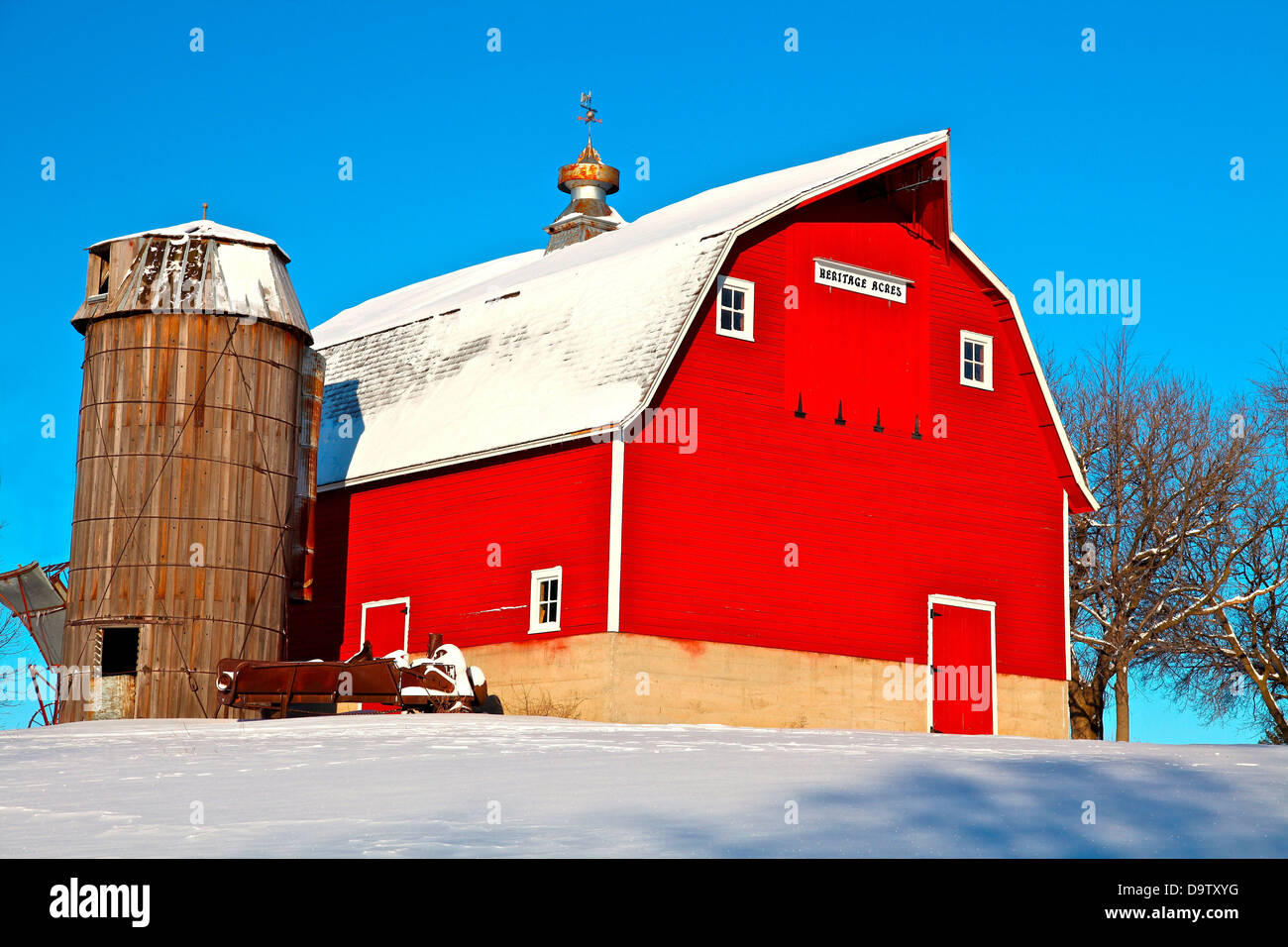 USA, Minnesota, Red Barn in Winter Stock Photo - Alamy