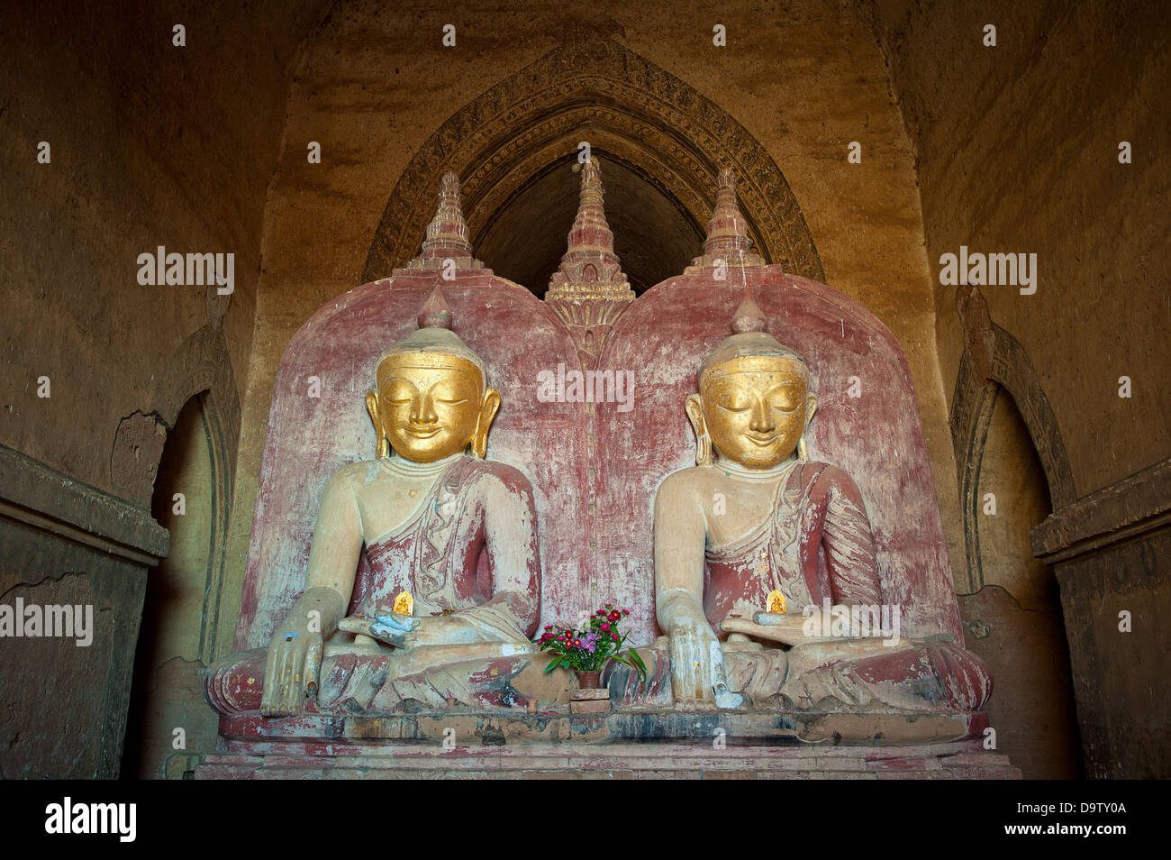 Buddha statues in the Dhammayangyi Temple, Bagan, Myanmar Stock Photo ...