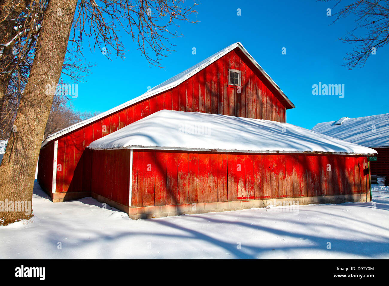 USA, Minnesota, Red Barn in Winter Stock Photo - Alamy