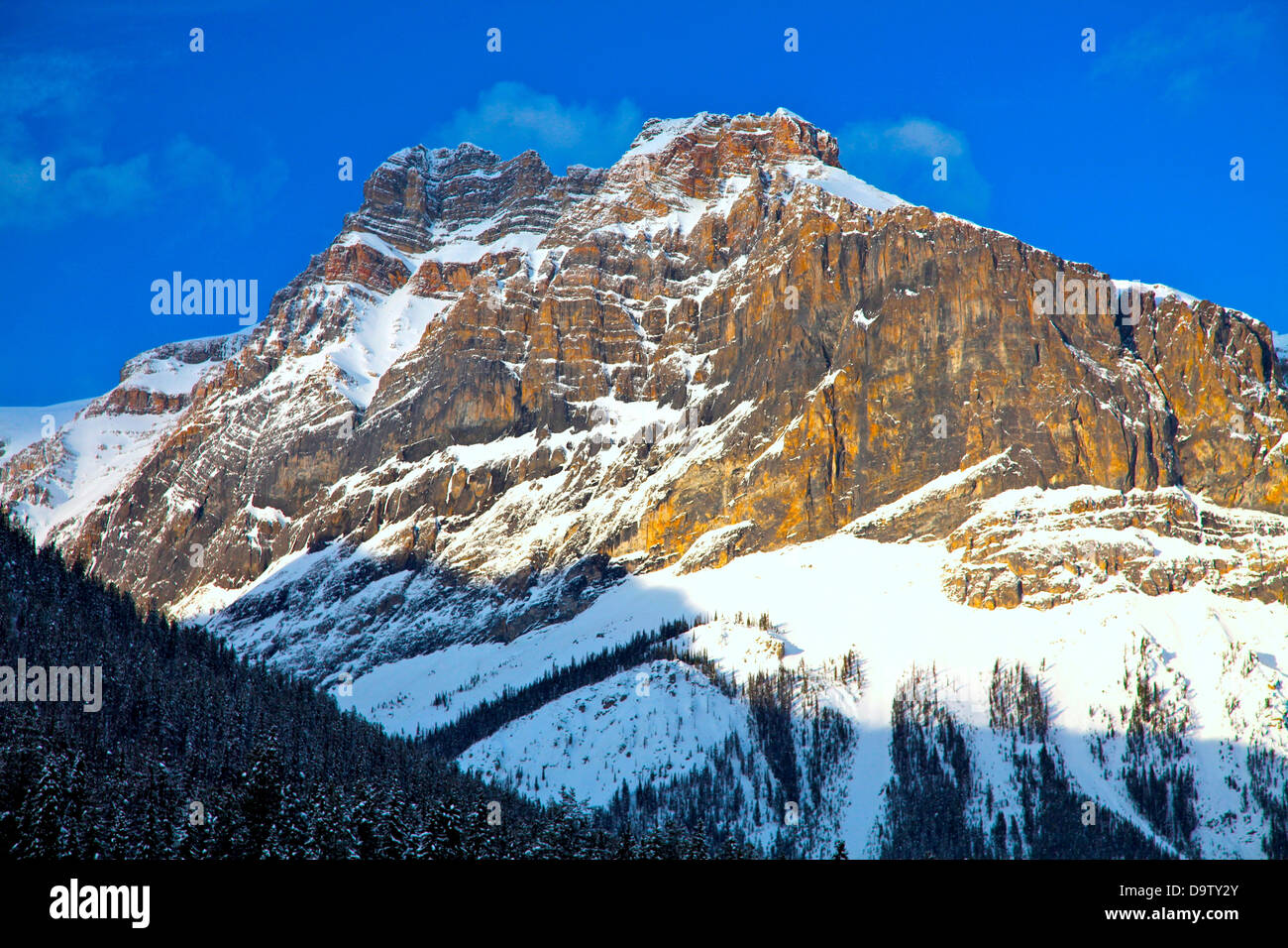 Canada, Yoho National Park, Michael Peak in Clouds above Emerald Lake ...
