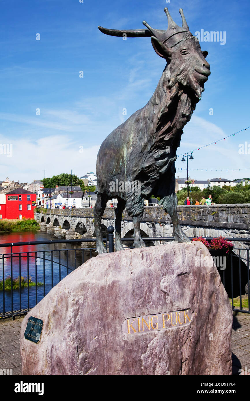 Statue of a goat wearing a crown who is king puck for the puck fair ...