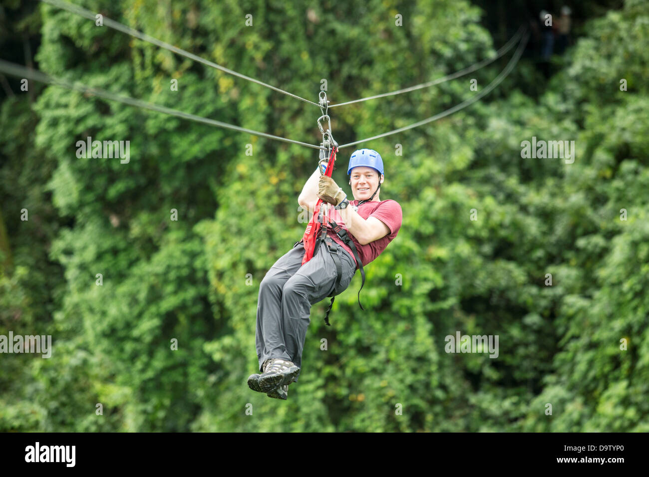 Man riding a zip line in a forest hi-res stock photography and images ...