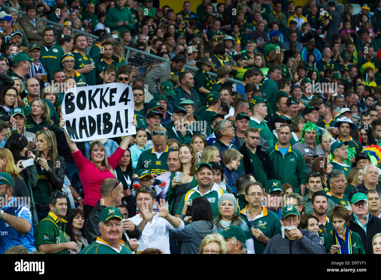 A spectator at the June Rugby match between the Springboks and Scotland ...