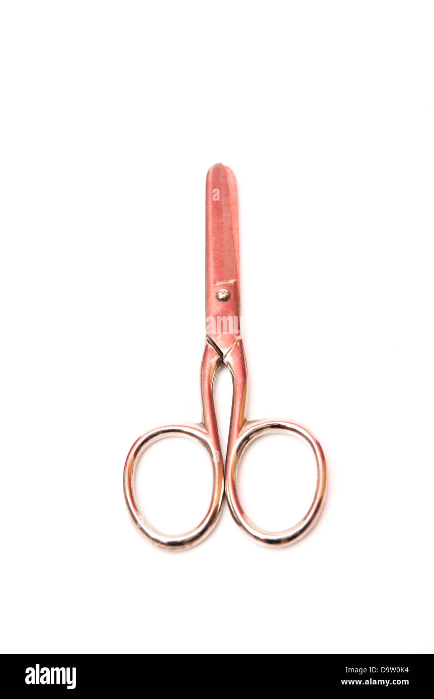 silver scissors on a white background Stock Photo - Alamy