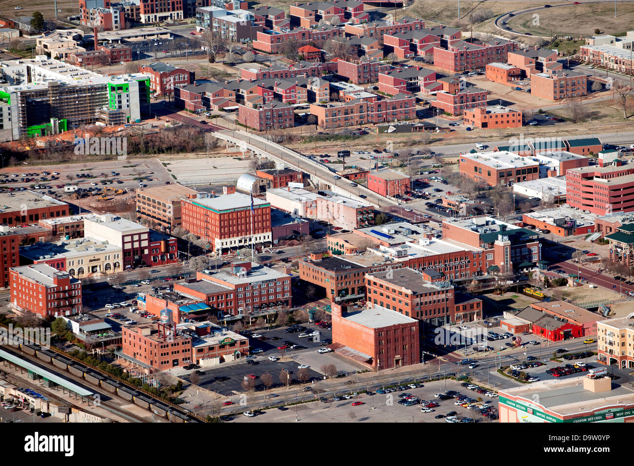 USA, Oklahoma, Oklahoma City, Above Bricktown entertainment area and ...