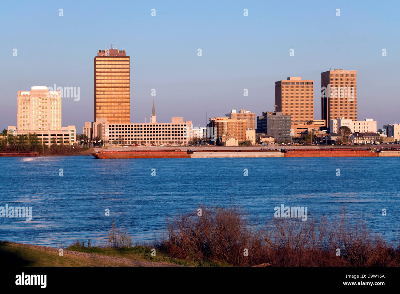 Baton Rouge, Louisiana Skyline from the Mississippi River at sunset ...